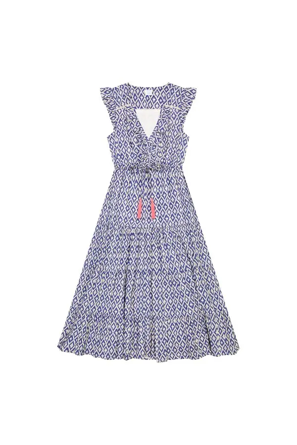 MER ST. BARTH Giselle Ikat Maxi Dress - Navy