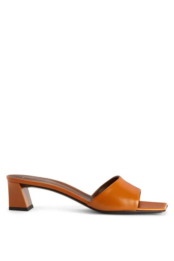 GIUSEPPE ZANOTTI Talia 45 Leather Mules - Orange