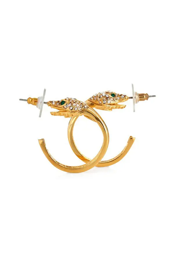 KENNETH JAY LANE Crystal And Ruby Snake Hoop Earrings