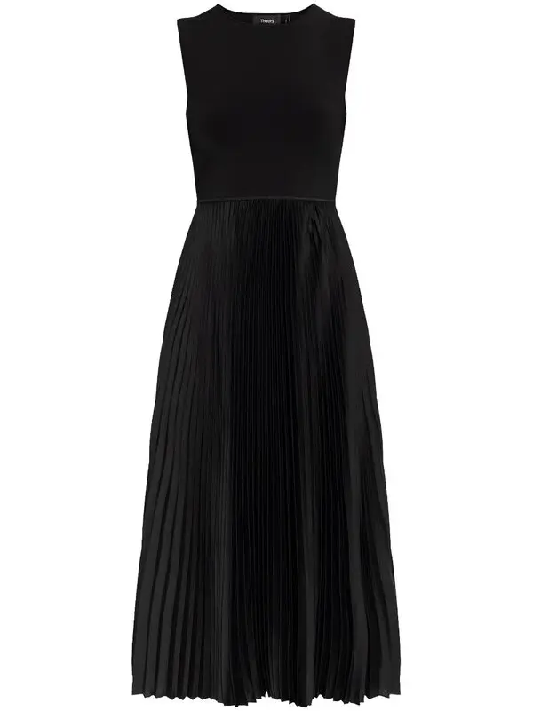 Theory Pleated Midi Dress - Black
