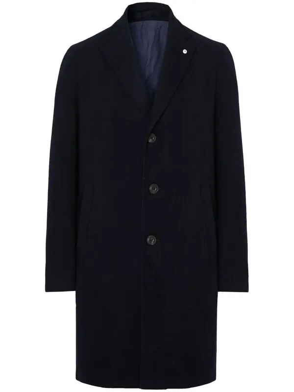 LUIGI BIANCHI MANTOVA Single-breasted Mid-length Coat - Blue