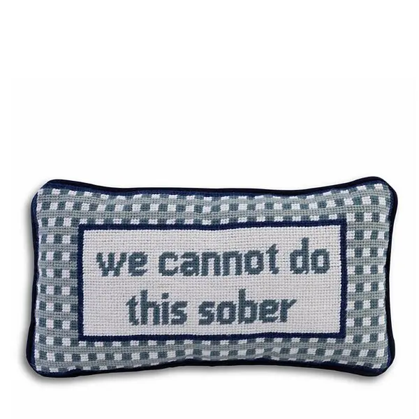 FURBISH Sober Needlepoint Pillow, 14 X 8