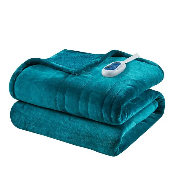 BEAUTYREST Heated Microlight To Berber Throw, 60 X 70 - Teal