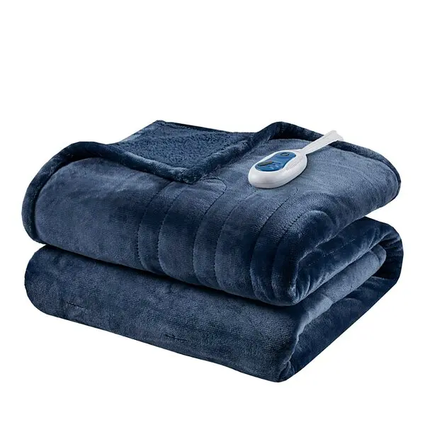 BEAUTYREST Heated Microlight To Berber Throw, 60 X 70 - Indigo
