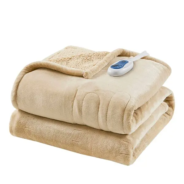 BEAUTYREST Heated Microlight To Berber Throw, 60 X 70 - Beige