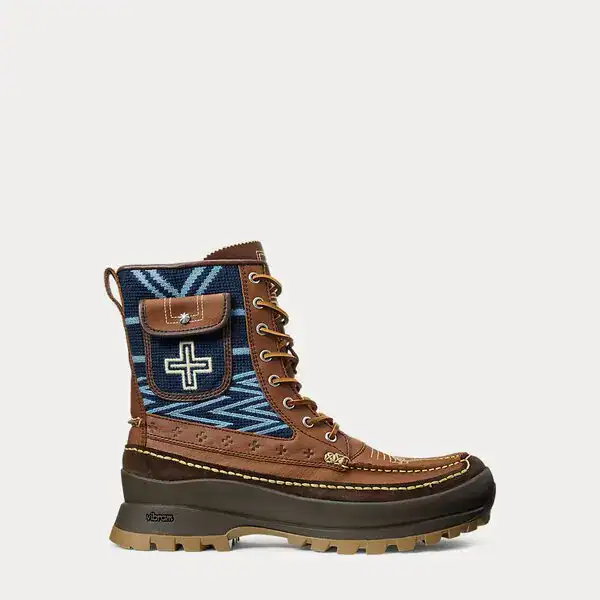 Ralph Lauren Prl X Naiomi Glasses Embroidered Boot - Brown/Blue