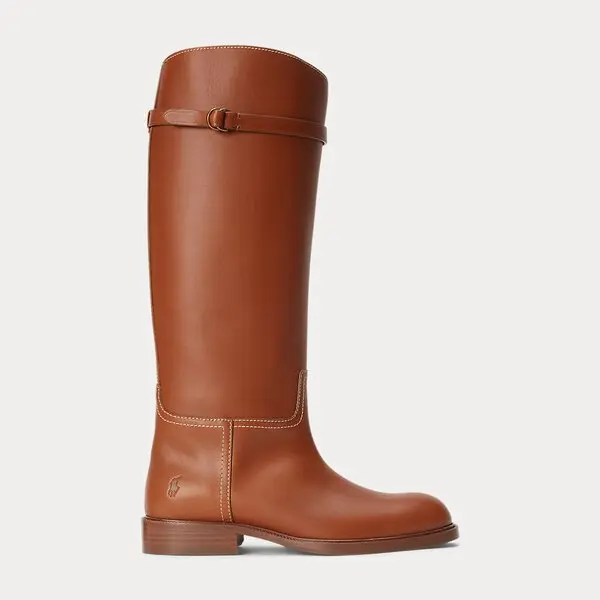 Ralph Lauren Calfskin Tall Riding Boots - Cuoio