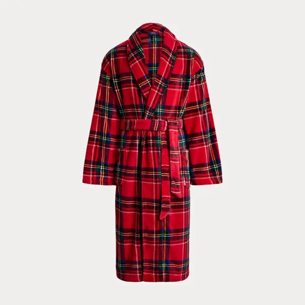 Ralph Lauren Plaid Plush Microfiber Robe - Half Stewart/polo Black