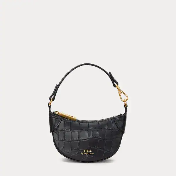 Ralph Lauren Polo Id Croc-Embossed Leather Card Case In Black - 39 