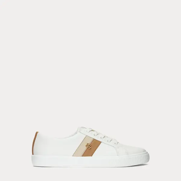 Ralph Lauren Janson Ii Leather Sneaker - Snow White/explorer Sand