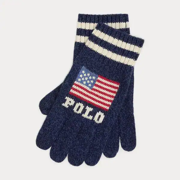Ralph Lauren Intarsia-Knit Flag Touch Gloves In Navy Multi 26