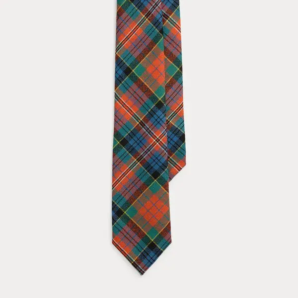 Ralph Lauren Plaid Wool Neck Tie - Orange Multi