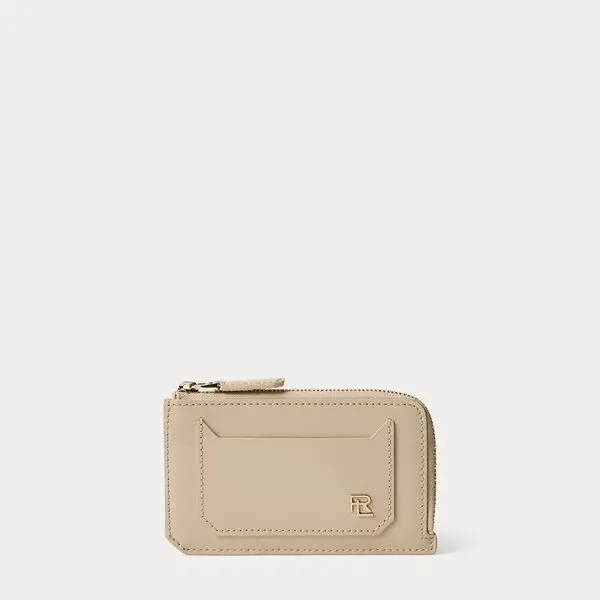 Ralph Lauren Rl Box Calfskin Zip Card Case - Black