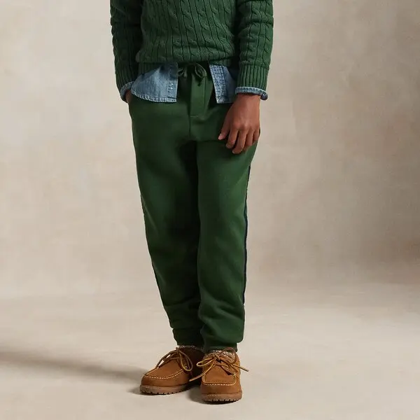Ralph Lauren Plaid-trim Fleece Jogger Pant - Bottle Green