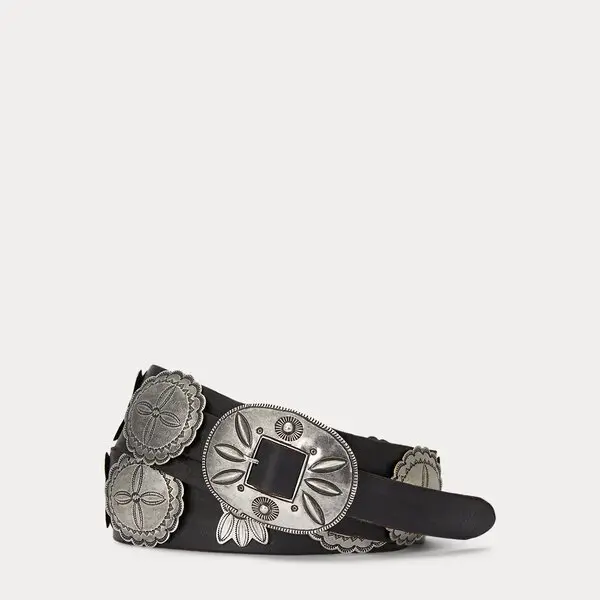 Ralph Lauren Leather Cast Concho Belt - Black