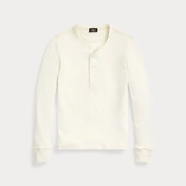 Ralph Lauren Waffle-Knit Cotton Henley Paper White Editorialist