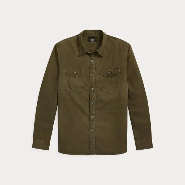 Ralph Lauren Garment-dyed Herringbone Twill Workshirt - Dark Olive