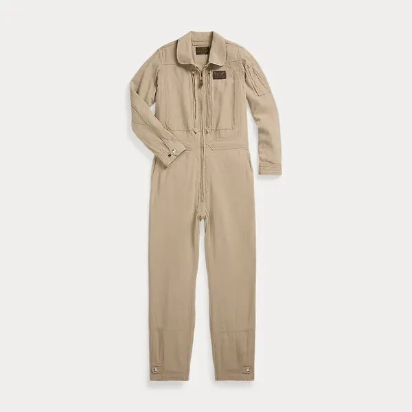 Ralph Lauren Linen-Cotton Dobby Coverall In Tan 30% Off