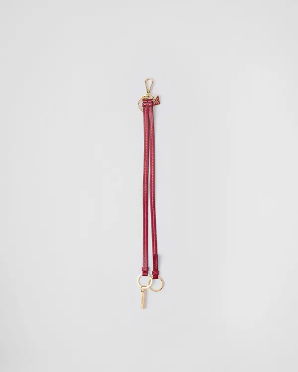 Prada Leather Keychain Charm - Ruby Red