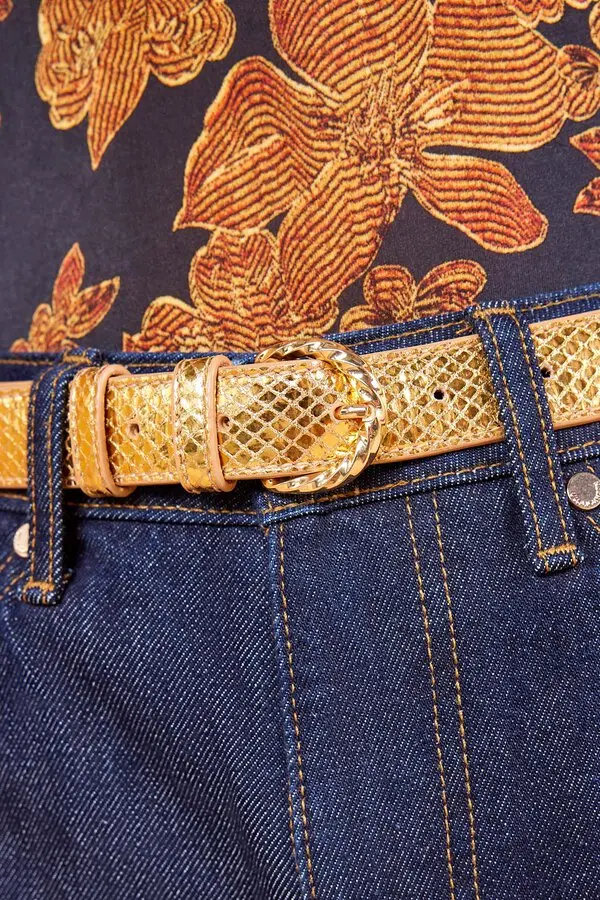 NEW ULLA JOHNSON women\'s gia twisted buckle belt in gold Ulla Johnson Gia Twisted Buckle Leather Belt | Neiman Marcus main image 2