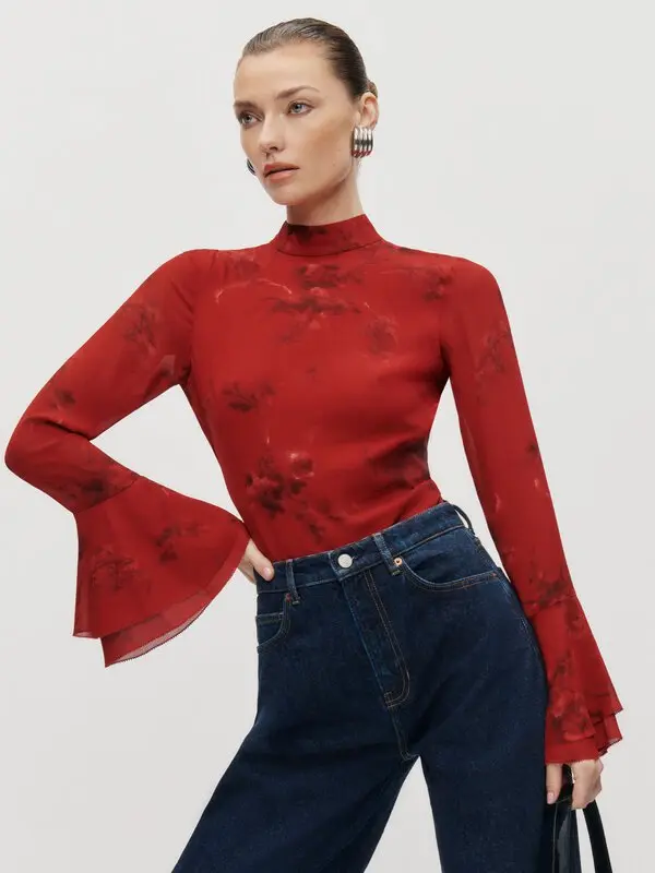 REFORMATION Roxana Top - Vermillion