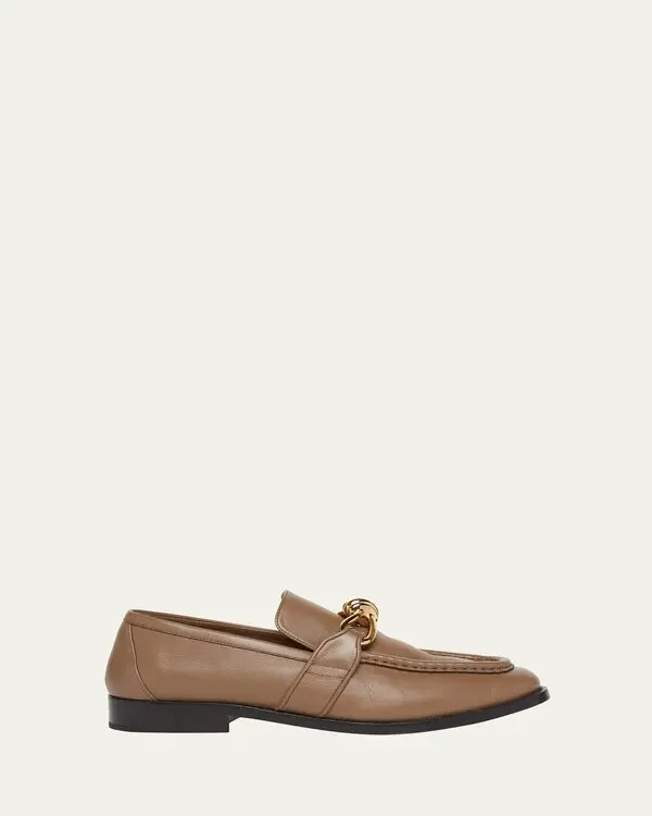 Bottega Veneta Astaire Metal-knot Leather Loafers - Pinecone