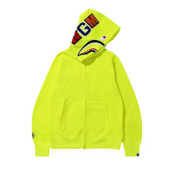 Bape Neon Shark Full Zip Hoodie Yellow Editorialist