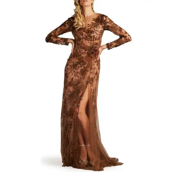 lace dress mother of the bride Stella Couture 23311 Long Formal Dress Rose / 8