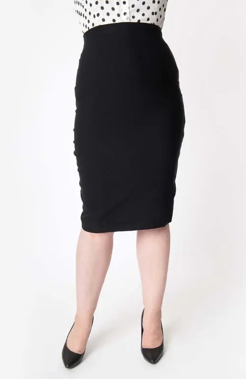 Unique Vintage High Waist Wiggle Skirt - Black
