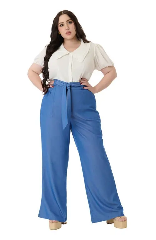 Unique Vintage 1950s Wide Leg Trousers - Blue