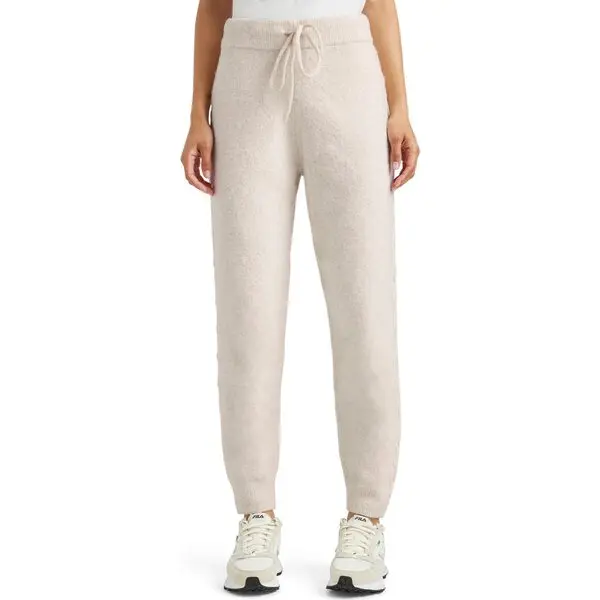 Splendid Stassi Side Cable Sweater Knit Joggers - Oat Heather