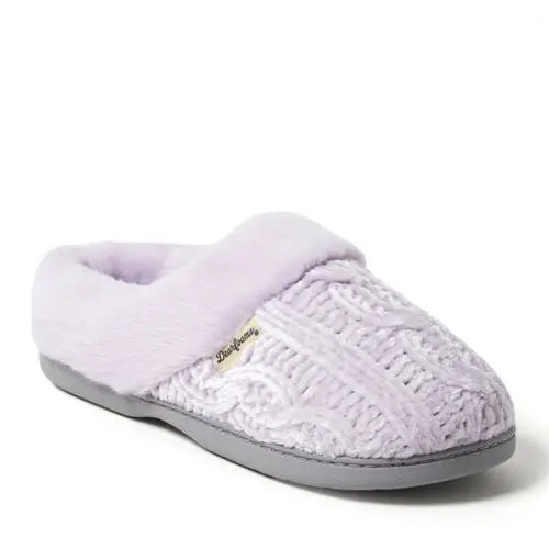 DEARFOAMS Claire Cable Knit Chenille Clog Slipper - Wisteria