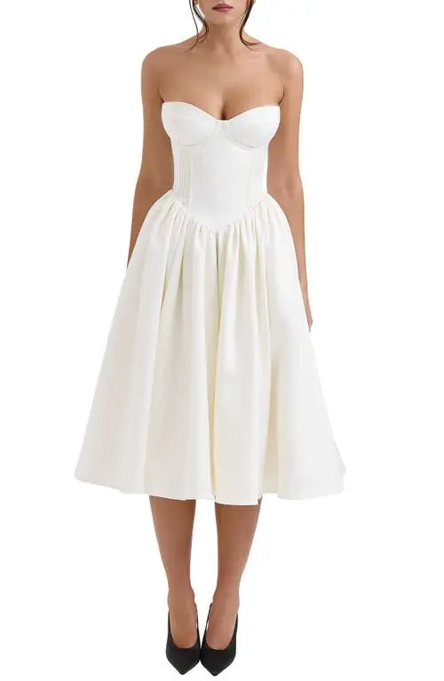 House Of Cb Coco Strapless Midi Dress - Ivory