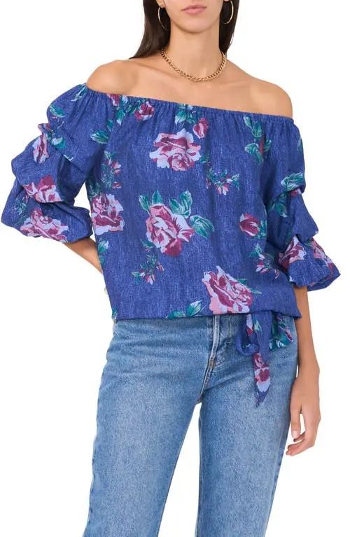 Vince Camuto Floral Off-the-shoulder Top - Dusty Lavender