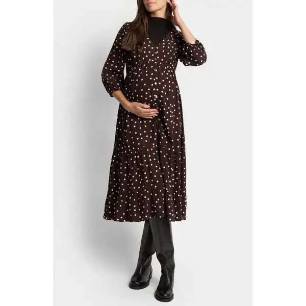 princess polly baby blue dress New* ABS Collection 3/4 Sleeve Maternity Dress (Large) - Motherhood Closet main image 0