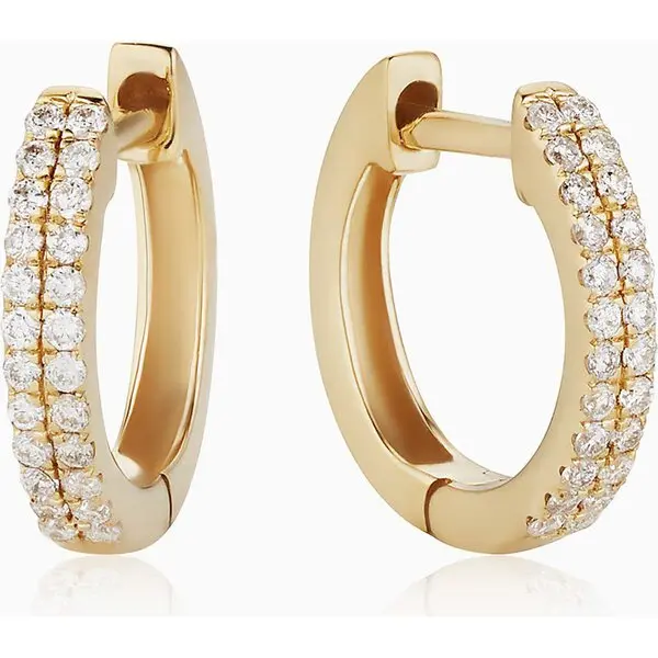 ORADINA 14k Gold Diamond Mini Hoop Earrings - Yellow Gold - Diamonds