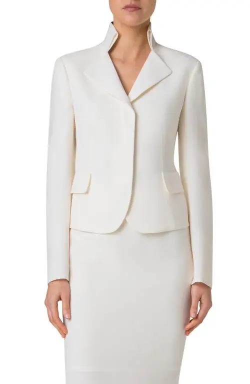 Akris Amber Virgin Wool Crop Jacket - Ecru