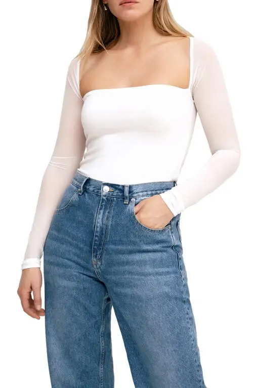 MARCELLA Lucia Jersey And Mesh Top - Off White