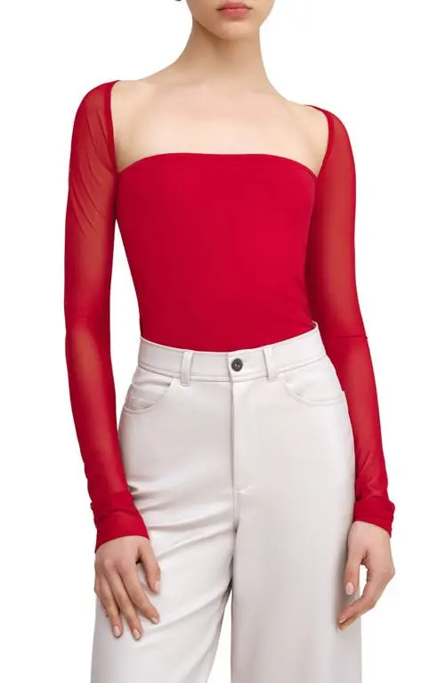 MARCELLA Lucia Jersey & Mesh Top - Red