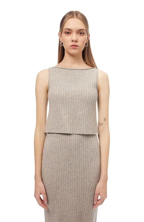 GOBI MONGOLIAN CASHMERE Cashmere Knitted Crop Top - Dawn Blue