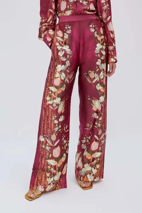RAISHMA Floral Print Wide Leg Trousers