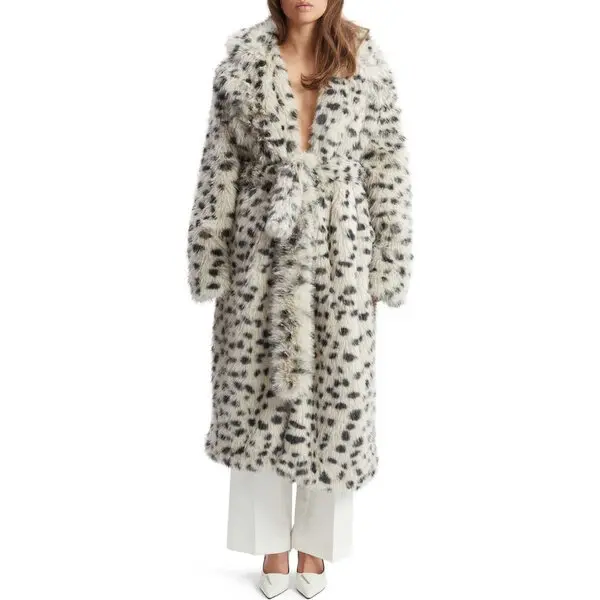 Bardot Dorothea Leopard Print Faux Fur Coat