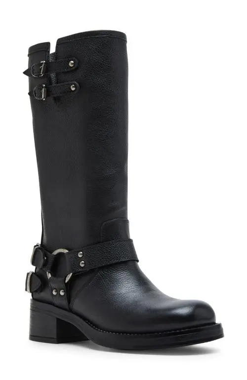 Steve Madden Astor Knee High Moto Boots - Black
