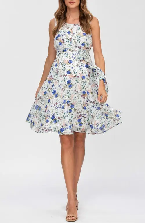PIETRO BRUNELLI Tie Waist Chiffon A-line Maternity Dress