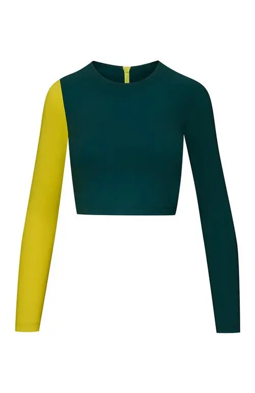 ANSEA The Rash Guard Cropped Top - Chartreuse/forest
