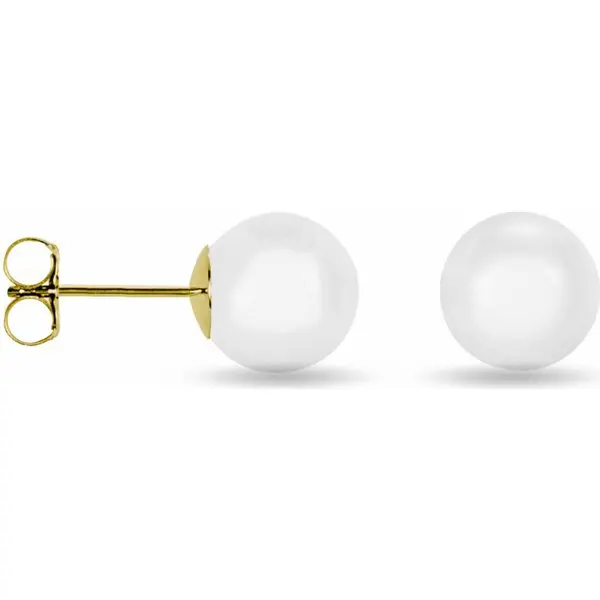 DONATELLO GIAN Name 14k Yellow Pearl Stud Earrings