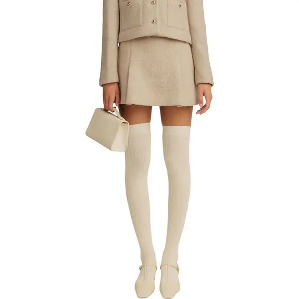 REFORMATION Rory Wool-blend Mini Skirt - Beige