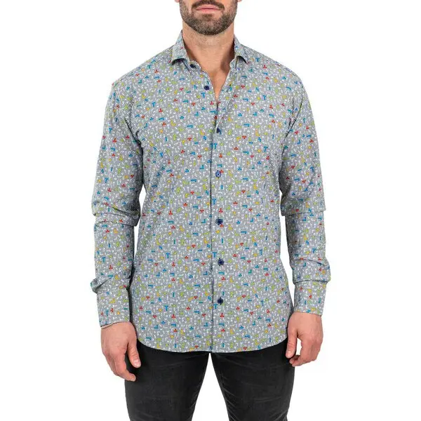 MACEOO Einstein Stretch Tetris Button-up Shirt