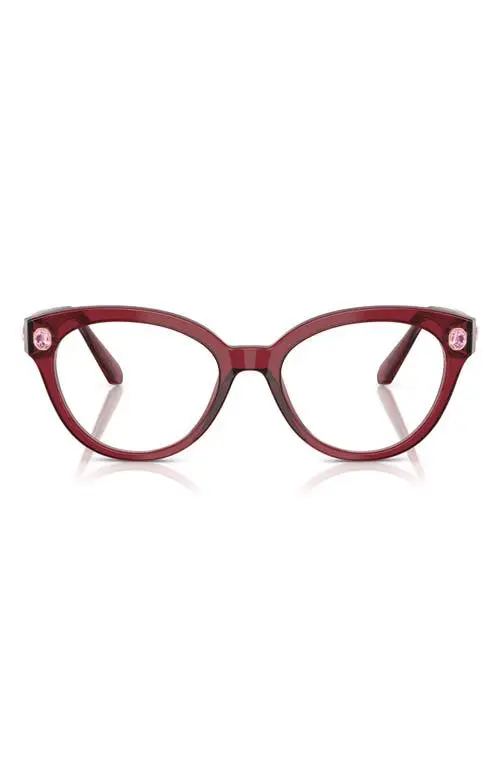 SWAROVSKI 52mm Round Eyeglasses - Burgundy