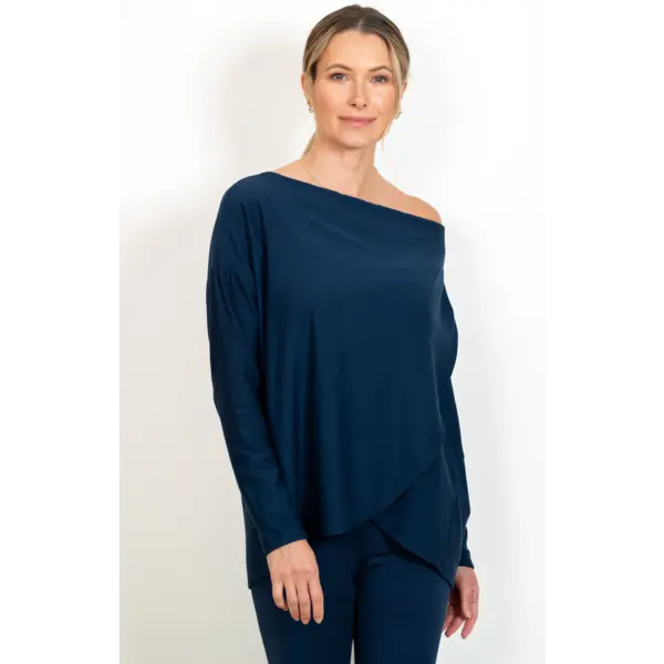 JJWINKS Fleece Off-the-shoulder Long Sleeve Top With Shelf